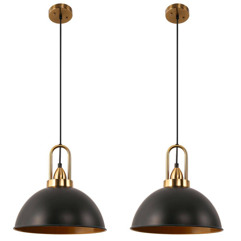 Briignite 14 in. 1-Light Matte Black Pendant Light Industrial Hanging ...