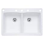 Blanco Diamond Dual-Mount Granite 33 in. 5-Hole 50/50 Double Bowl ...