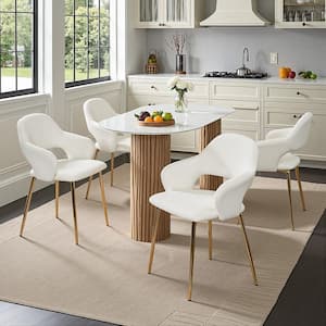 VECELO Elegant Pink Velvet Dining Chairs with Gold Metal Legs-Modern ...