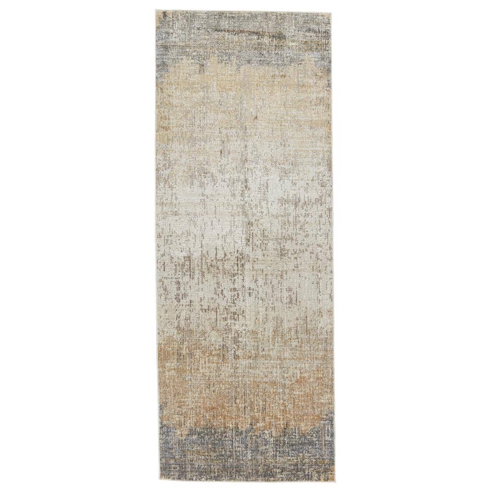 Jaipur Living Vibe Akari Gray/Light Tan 3 ft. x 8 ft. Abstract Runner ...