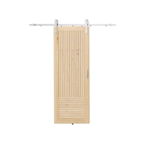 TENONER 30 in. x 84 in. Natural Pine Fluted Vertical and Horizontal ...