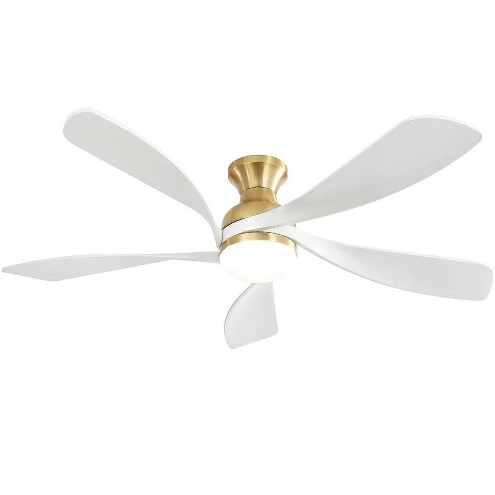 PUDO 4.4 ft. Integrated LED Indoor Smart White Ceiling Fan Lighting ...