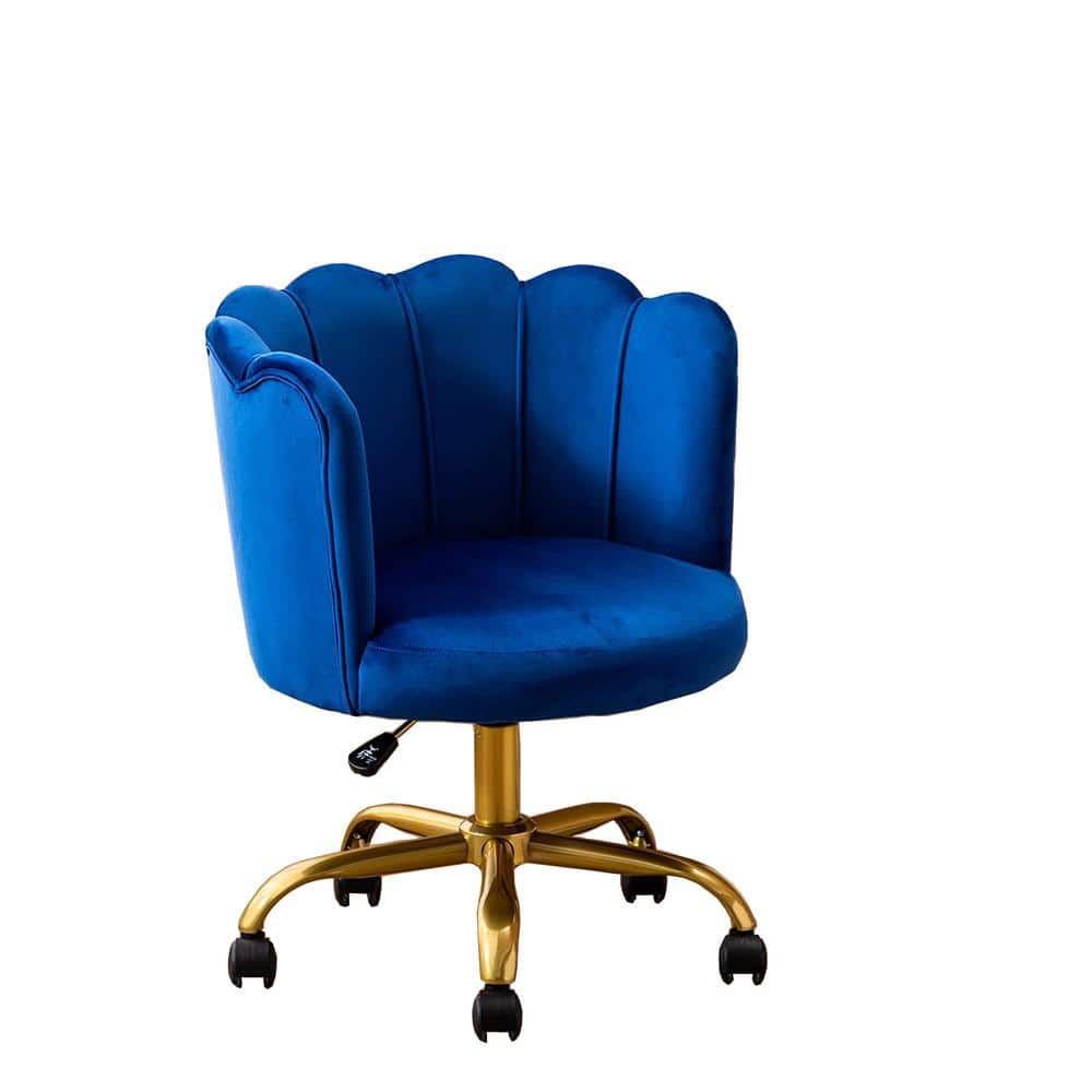 dreamlify Blue Office Task Chair, Comfortable Velvet Desk Chair Modern ...