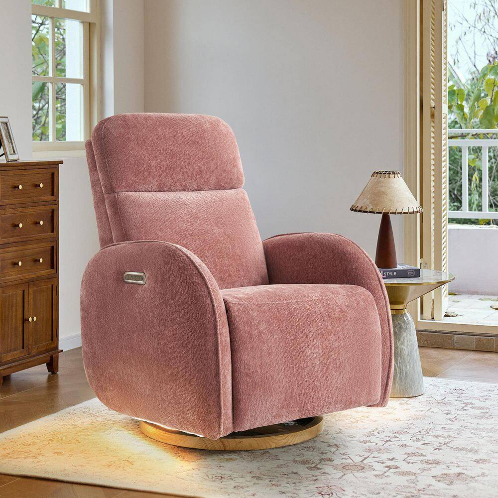 JAYDEN CREATION Ferdinand Pink Polyester Power Nursing Recliner with ...
