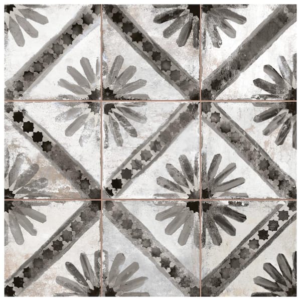 Merola Tile Harmonia Kings Marrakech Black 4 in. x 13 in. Ceramic Floor ...