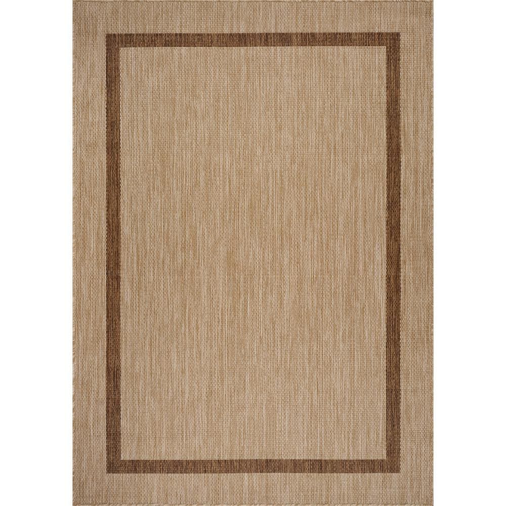 Beverly Rug Waikiki Beige/Brown 8 ft. x 10 ft. Bordered Indoor Outdoor ...