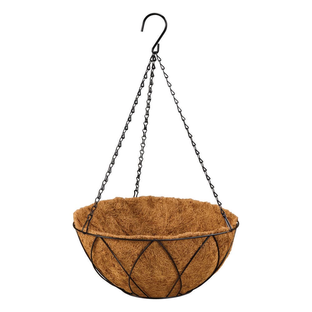 Vigoro HydroSave Metal Premium Hanging Planter Basket with Coco Liner ...