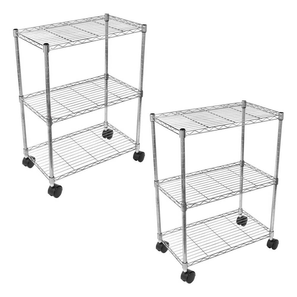 Otryad 3-Tier Chrome Metal Shelving Unit, 750 lb. Capacity Stackable ...