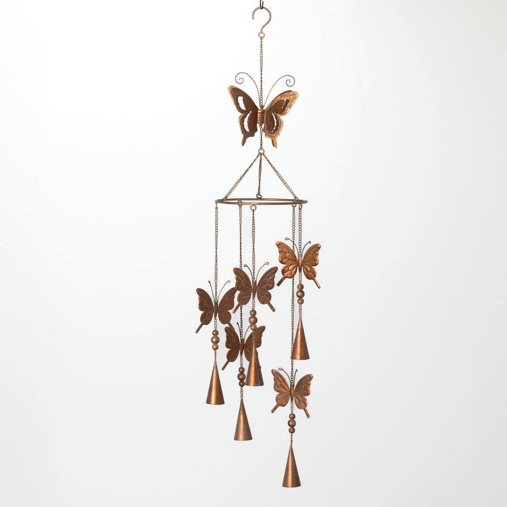 SULLIVANS 42.75 in. Copper Butterfly Metal Chime MET2496 - The Home Depot