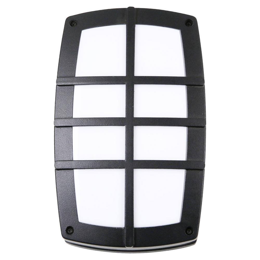 Sunlite 11.4 in. Black Outdoor Hardwired Bulkhead Sconce with Non ...