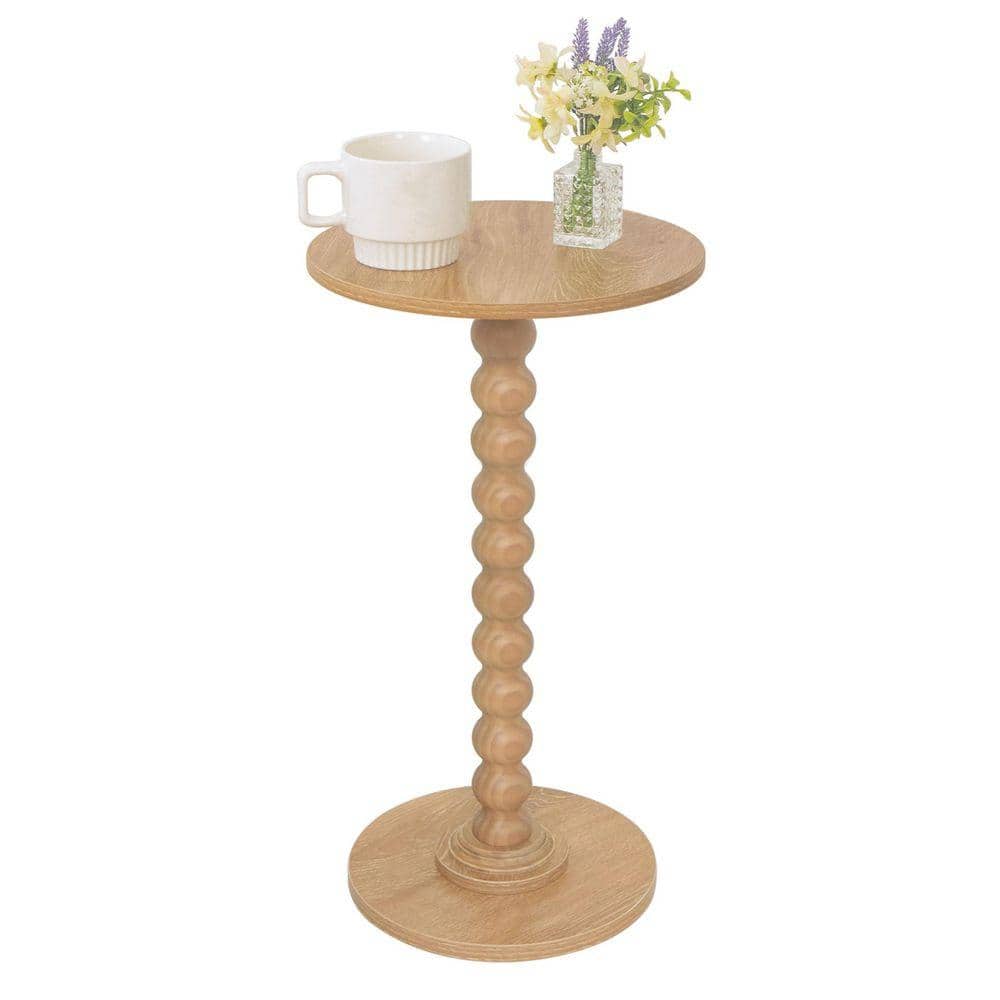 FAWEY TRED INC Modern Round Rustic Walnut Wood Outdoor Side Table with ...