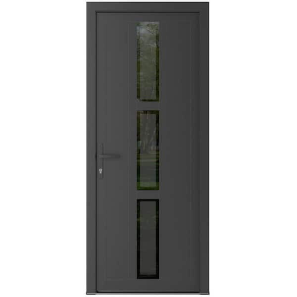 VDOMDOORS 36 in. x 80 in. Right-hand/Inswing Mirrored Glass Antracite ...