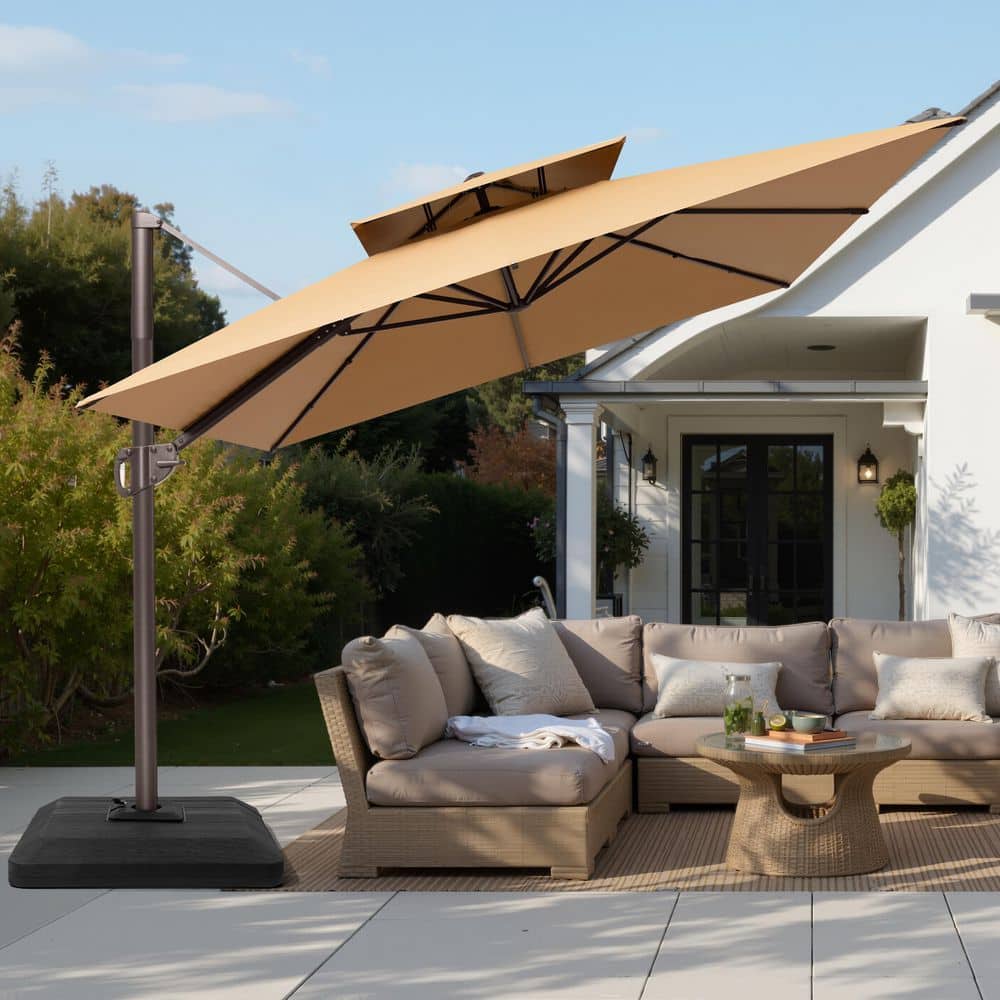 Crestlive Products 12 ft. x 9 ft.Double Top Outdoor Cantilever Umbrella ...