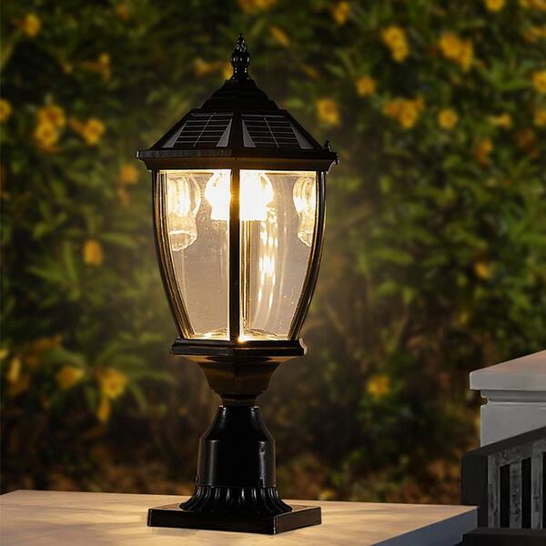 MODERN HABITAT 20 in. 1-Light Black Outdoor Solar Aluminium Waterproof ...