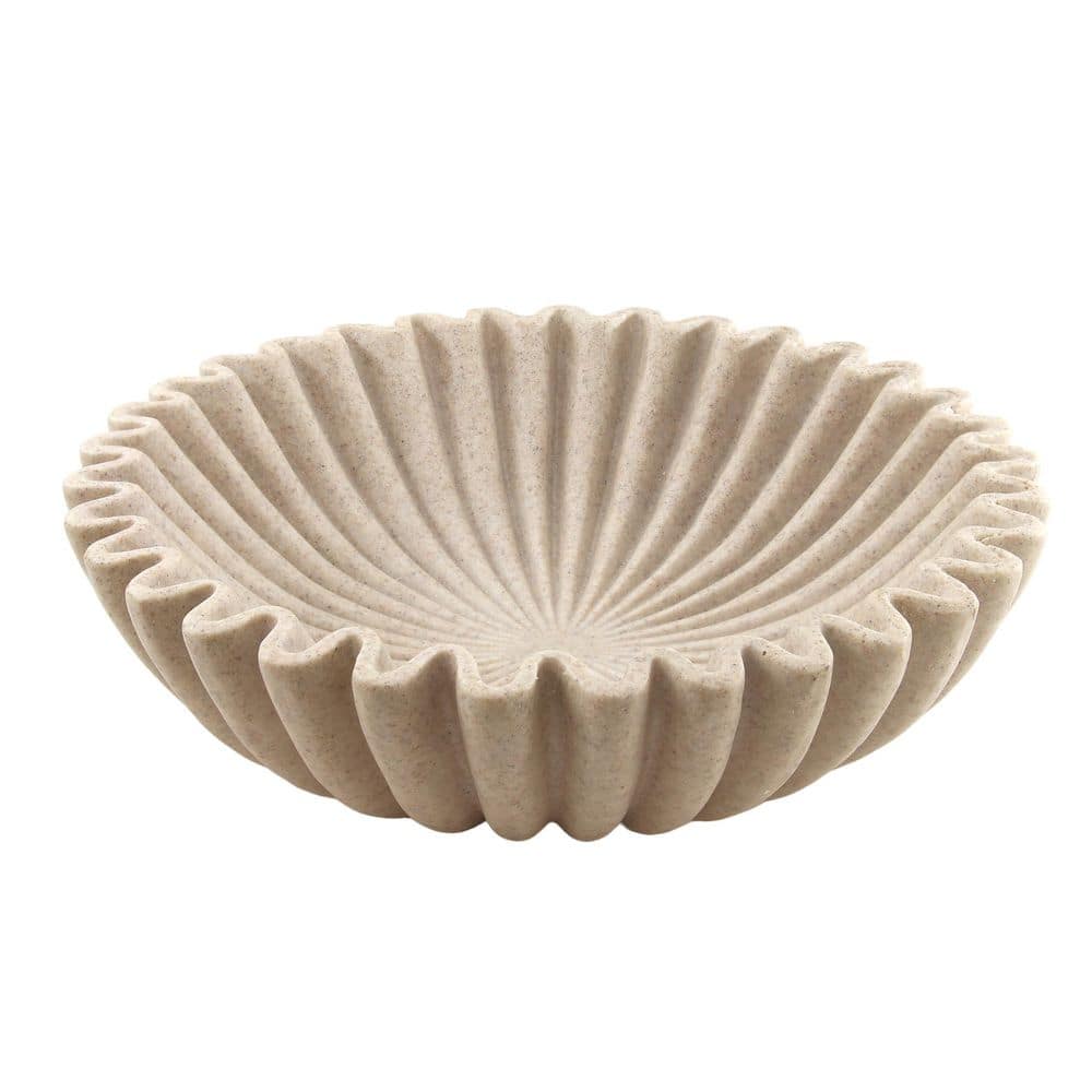 Beige Large Artificial Stone Decorative Ruffle Bowl for Modern Fruit ...