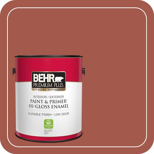 BEHR PREMIUM PLUS 1 gal. #PPU2-15 Cajun Red Hi-Gloss Enamel Interior ...