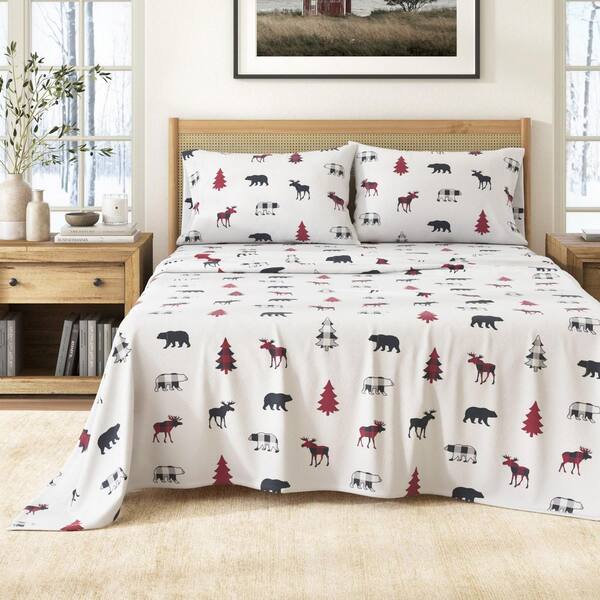 FRESHFOLDS Lodge Inspired Turkish Cotton Flannel Sheet Set, California ...