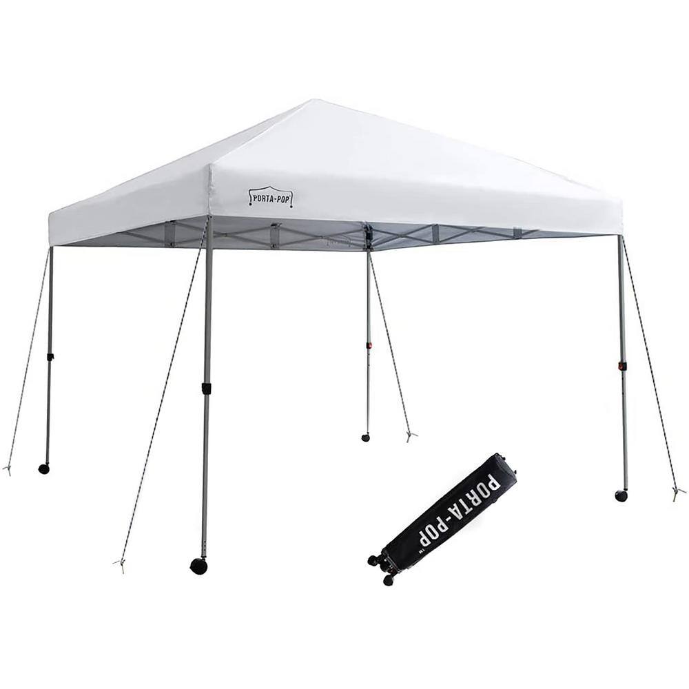 PORTA POP 10 ft. x 10 ft. White Straight Leg Instant Pop Up Canopy Tent ...