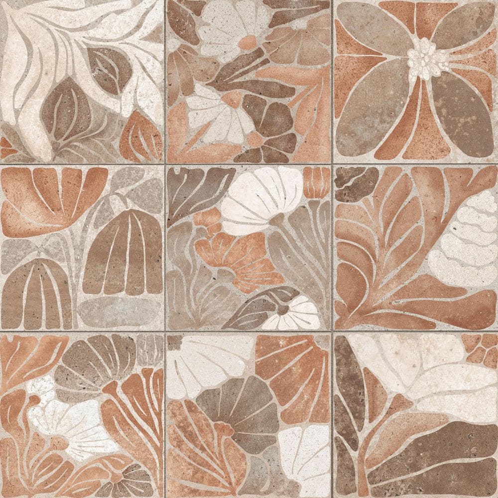 Merola Tile Adagio Decor Fiori 10 in. x 10 in. Porcelain Floor and Wall ...