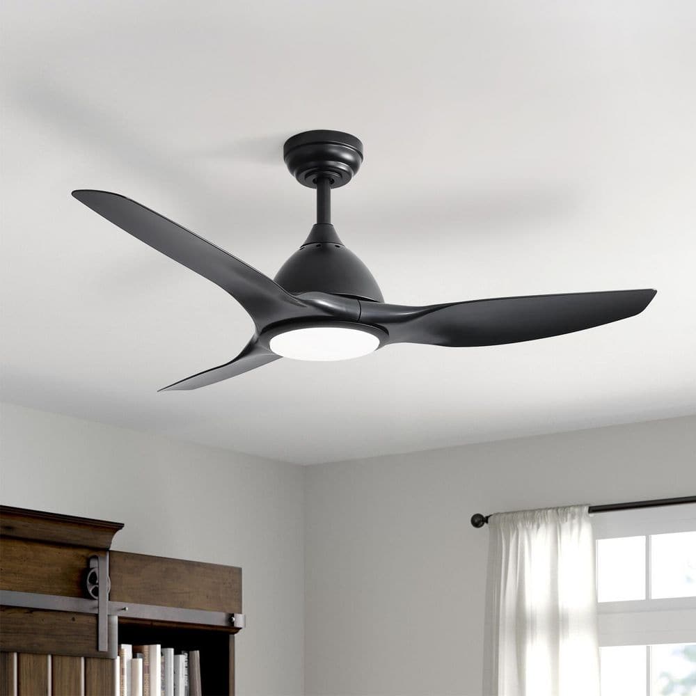 Sofucor 52 in. Indoor Integrated LED Black Ceiling Fan With Light Kit ...