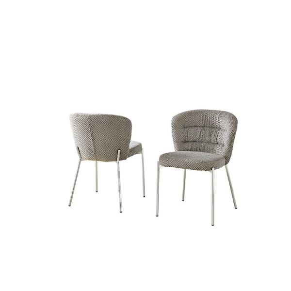 Best Quality Furniture Orion Grey Fluffy Fabric Side Chair (Set of 2 ...