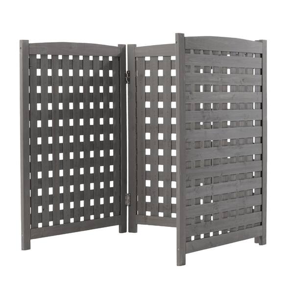 32 in. W x 38 in. H Grey Solid Wood Freestanding Privacy Screen (3-Pack ...