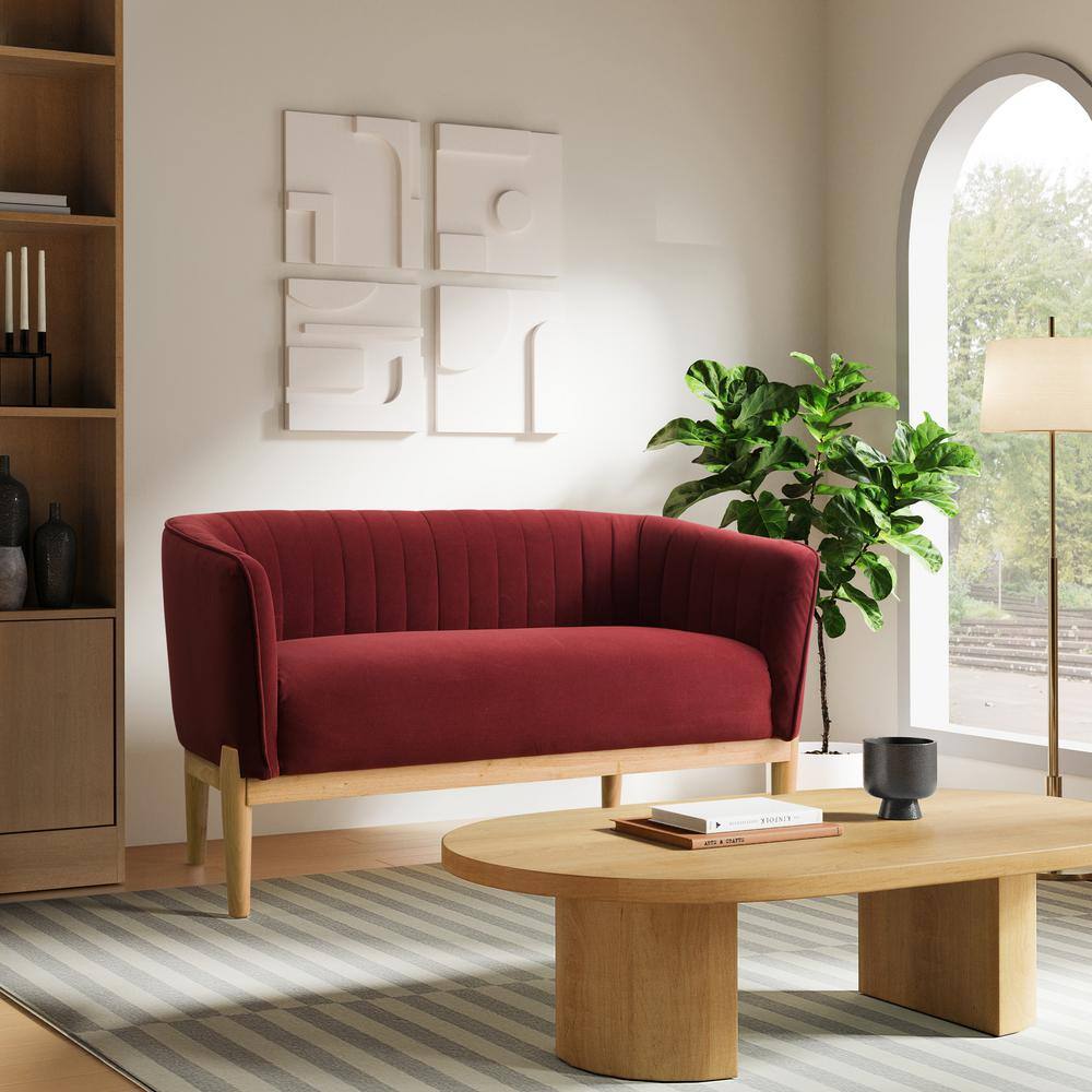 Lifestyle Solutions Franklin 55.5 in. Crimson Red Velvet 2-Seater ...