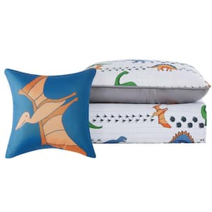 My World Dino Tracks 3-Piece Multi-Colored Microfiber Twin Comforter ...