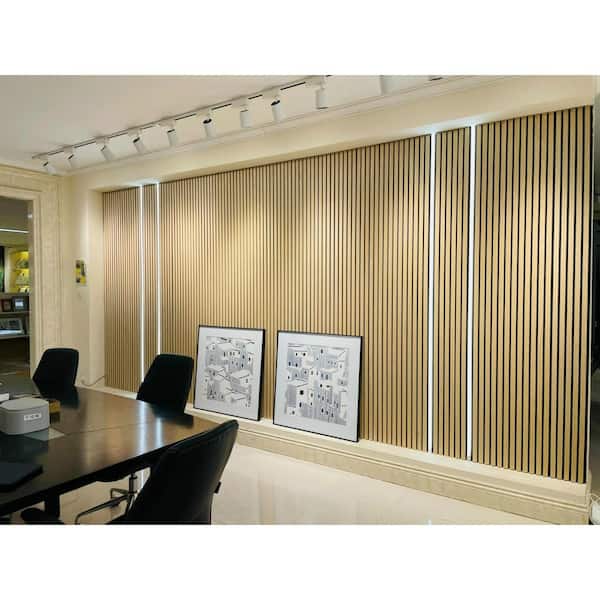 1/2 in. D x 7 in. W x 94.5 in. L 3-D Louvered MDF Decorative Wood Wall ...
