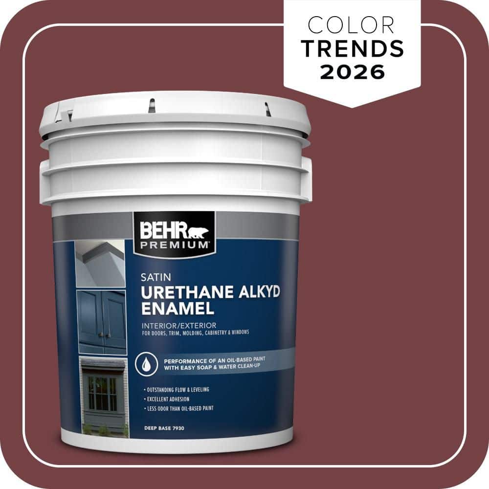 BEHR PREMIUM 5 gal. #MQ1-15 Rumors Urethane Alkyd Satin Enamel Interior ...