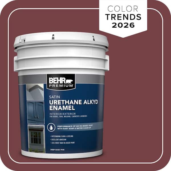 BEHR PREMIUM 5 gal. #MQ1-15 Rumors Urethane Alkyd Satin Enamel Interior ...
