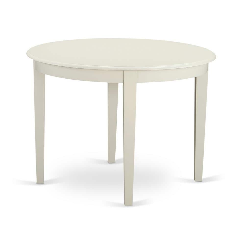 East West Furniture 3-Piece Linen White Finish Solid Wood Top Dining ...
