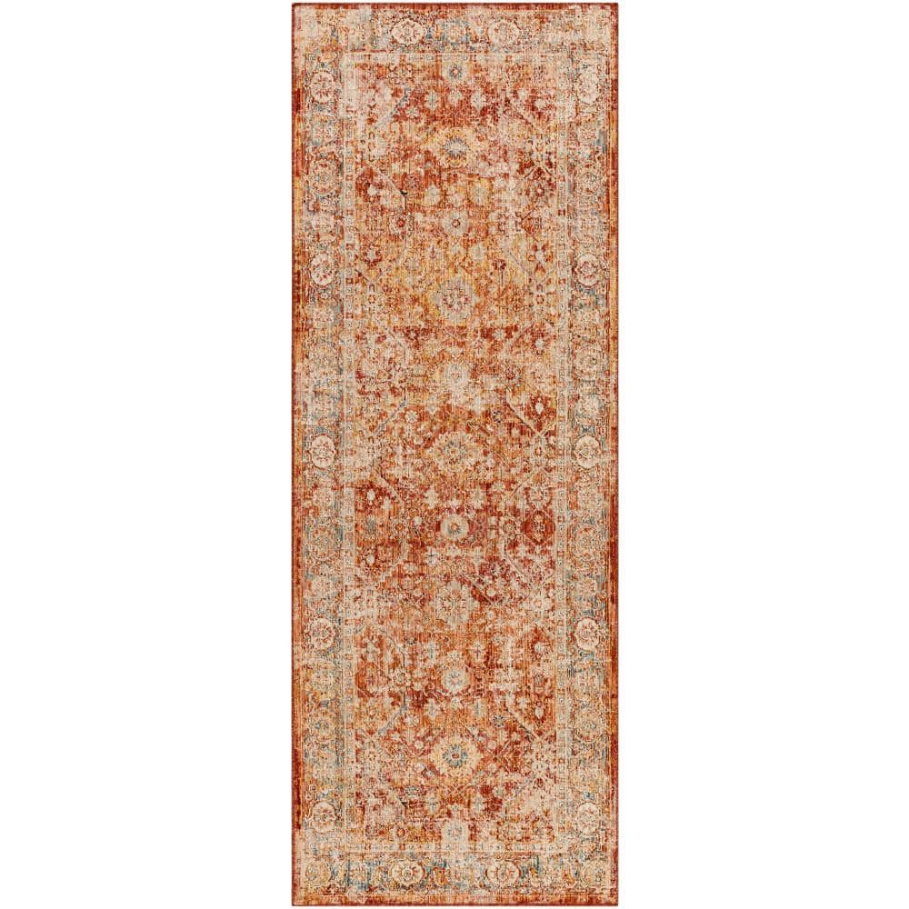 Livabliss Obasi Burnt Orange Damask 3 ft. x 7 ft. Indoor Runner Area ...