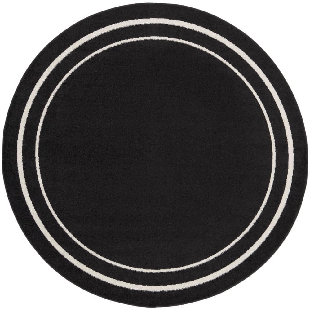 Nourison Nourison Essentials Black Ivory 6 ft. x 6 ft. Solid ...