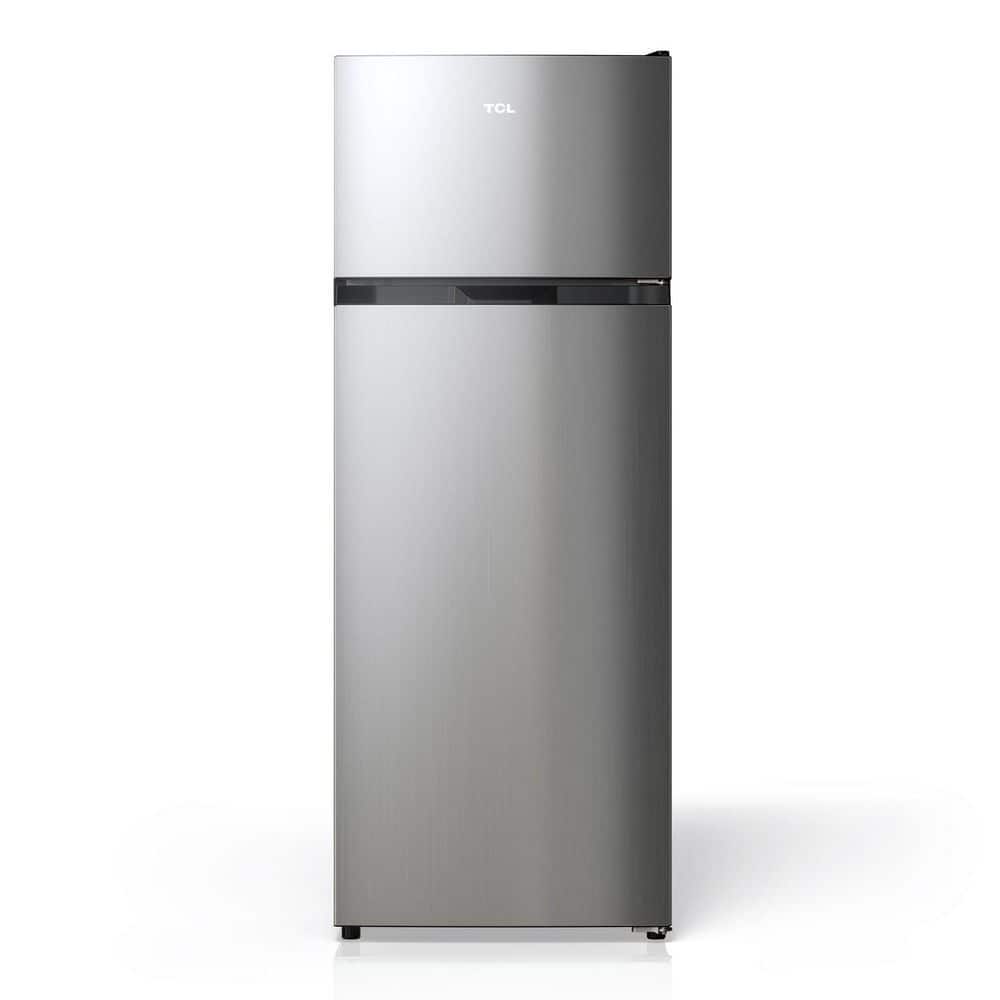 TCL 7.3 cu. ft. 2-Door Mini Refrigerator in Silver with Top Freezer ...
