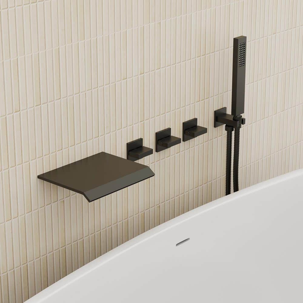 EVERSTEIN Modern 3-Handle 2-Spray Tub and Shower Faucet with Wide Flat ...