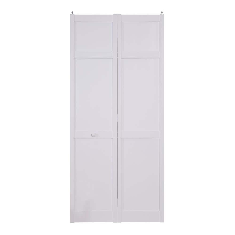 Pinecroft 36 in. x 80 in. Seabrooke Shaker Style White Hollow Core, PVC ...