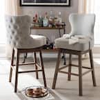 Baxton Studio Gradisca 31 in. Beige Fabric Upholstered Swivel Bar Stool ...