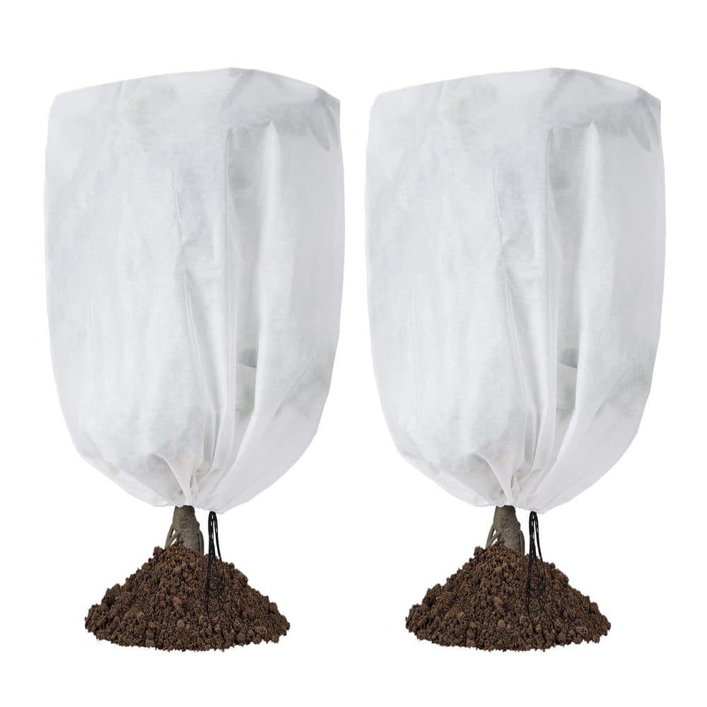 72 in. White 0.74 lb Frost Cloth Plant Cover for Trees, Shrubs, Potted ...