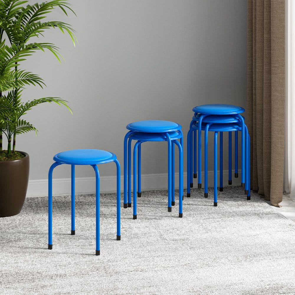VECELO Stackable Stools Set of 6, 17 in. Metal Padded Counter Height ...