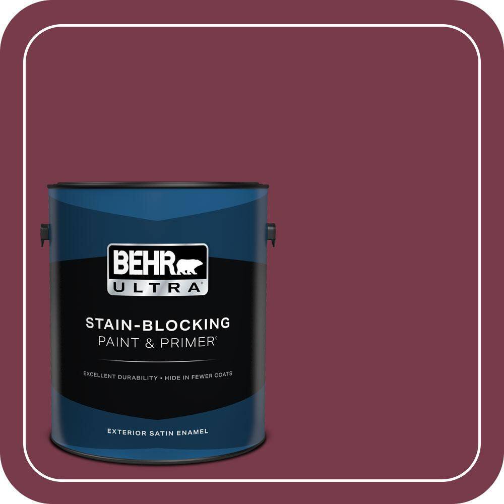 BEHR ULTRA 1 gal. #BIC-51 July Ruby Satin Enamel Exterior Paint ...