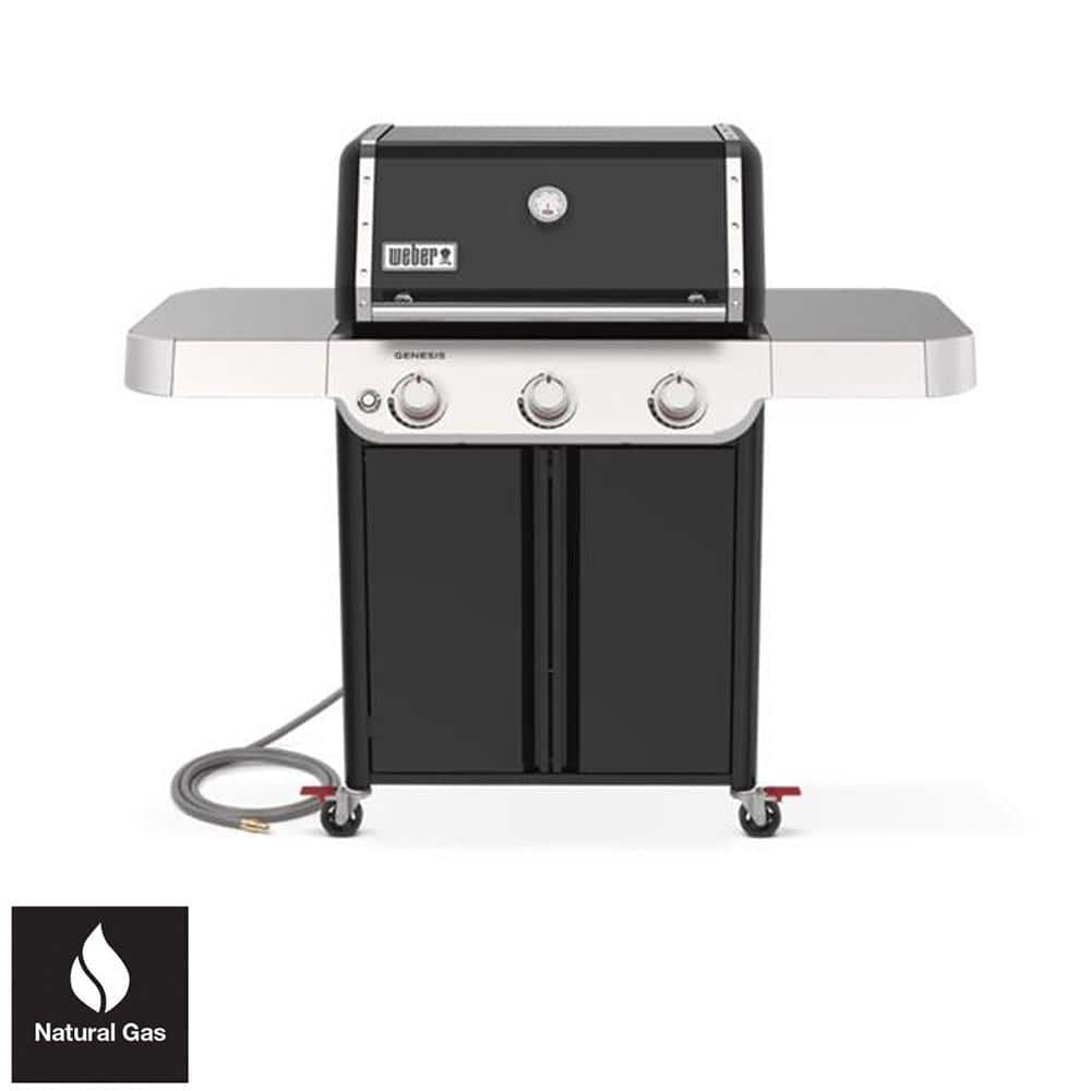 Weber Genesis E-315 3-Burner Natural Gas Grill in Black with Full Size ...