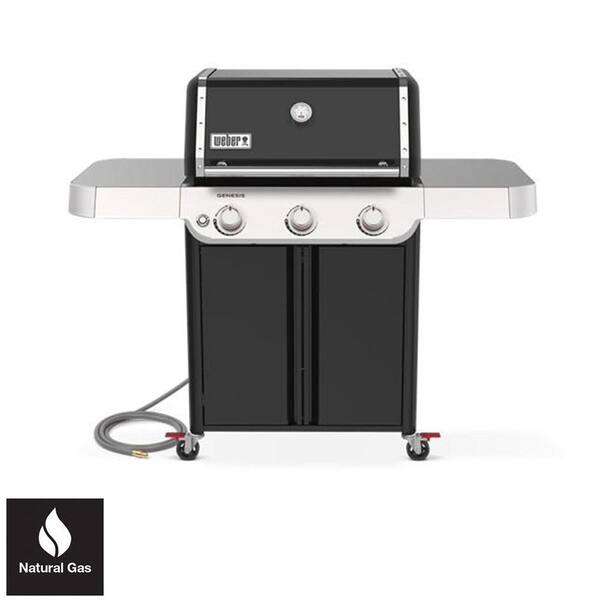Weber Genesis E-315 3-Burner Natural Gas Grill in Black with Full Size ...