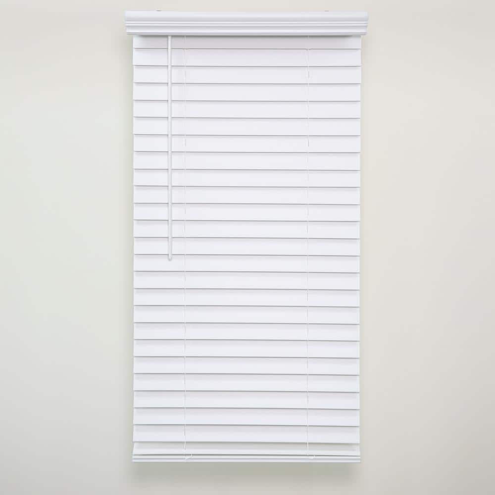 Eclipse White Cordless Room Darkening Venetian Faux Wood Blinds with 2 ...