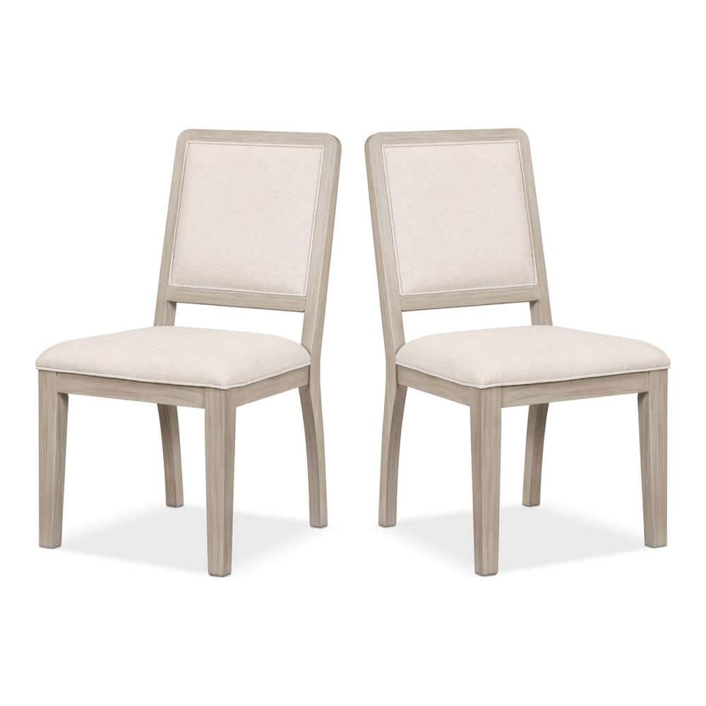 Furniture of America Renan Natural Oak Fabric Upholstered Dining Chairs ...