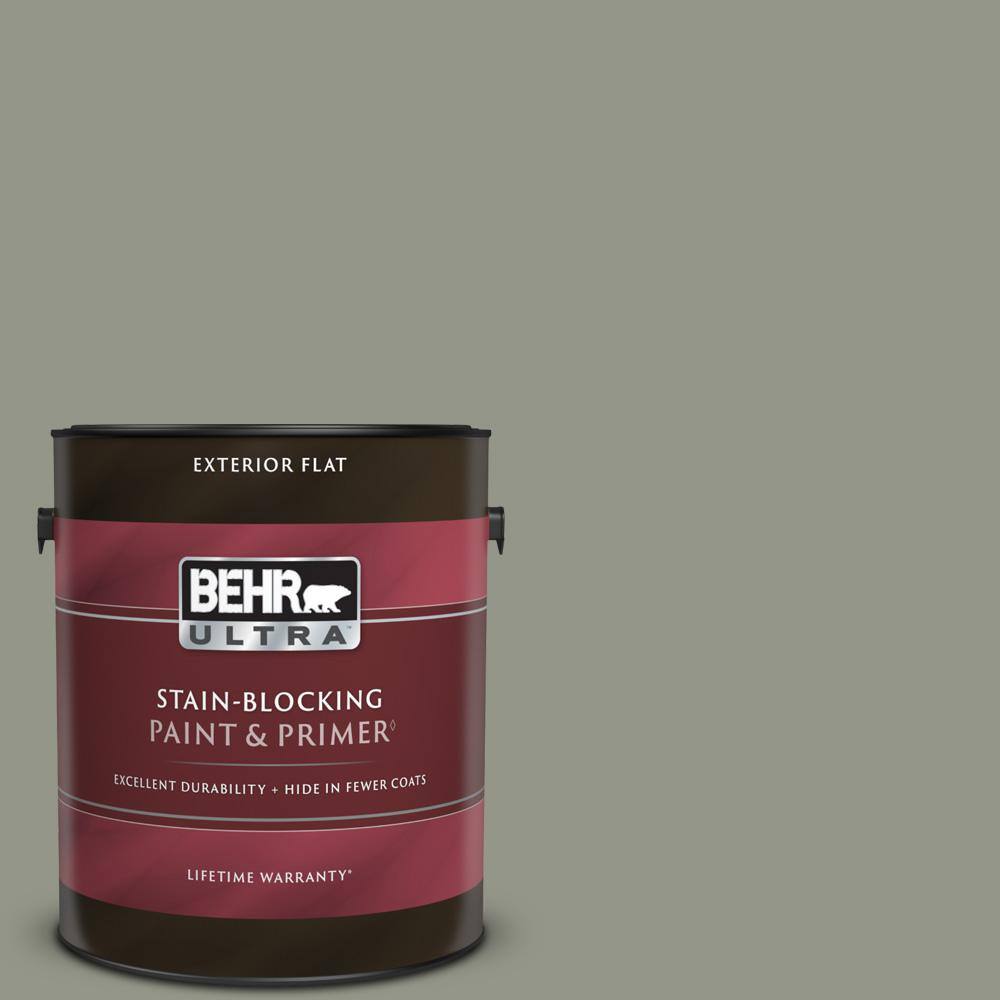 BEHR ULTRA 1 gal. #ECC-36-1 Shady Willow Flat Exterior Paint & Primer ...