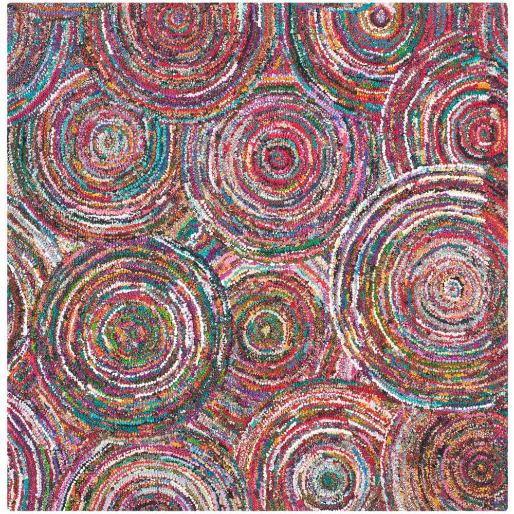 SAFAVIEH Nantucket Multi 6 ft. x 6 ft. Square Circles Geometric Area ...