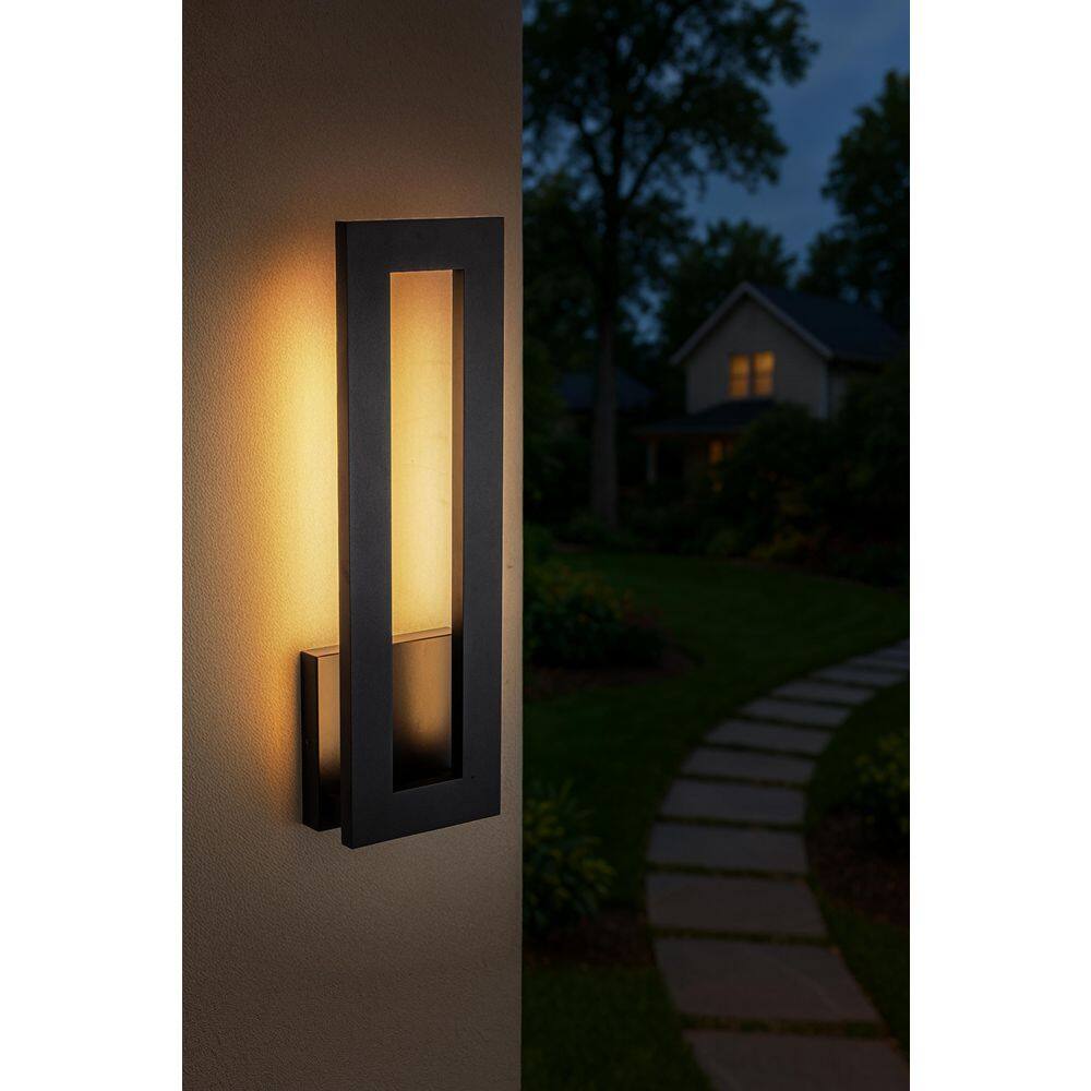 ALOA DECOR H 20 in. Modern Outdoor Integrated LED Wall Light 24-Watt ...