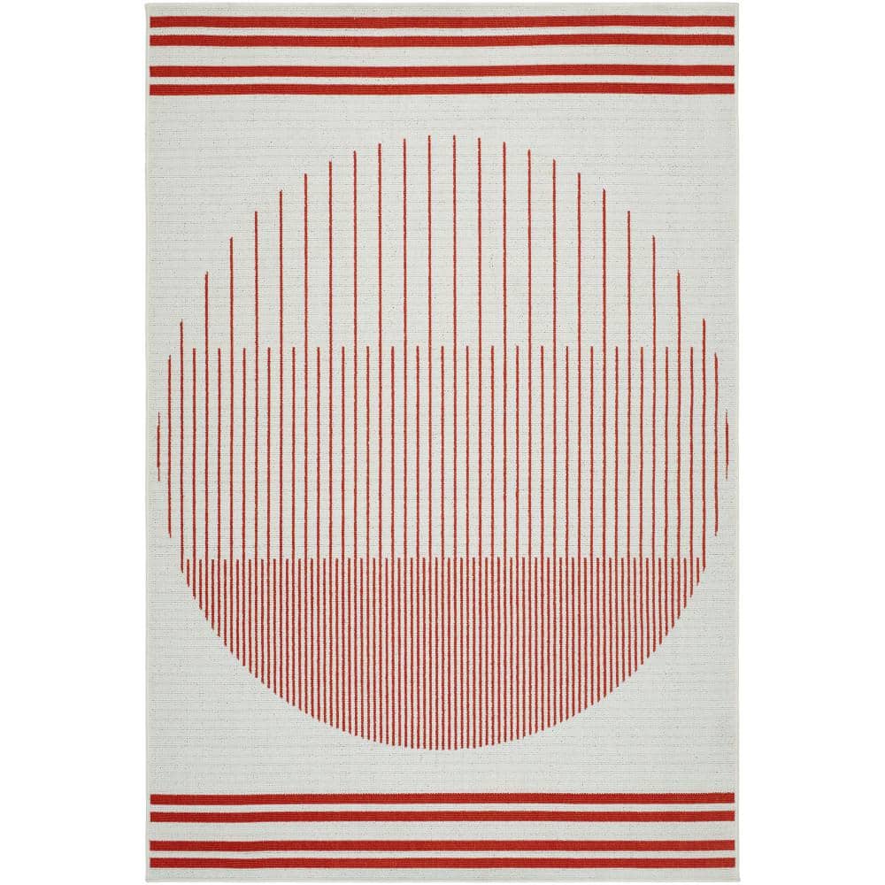Livabliss Alfresco Red/Gray Abstract 4 ft. x 6 ft. Indoor/Outdoor Area ...