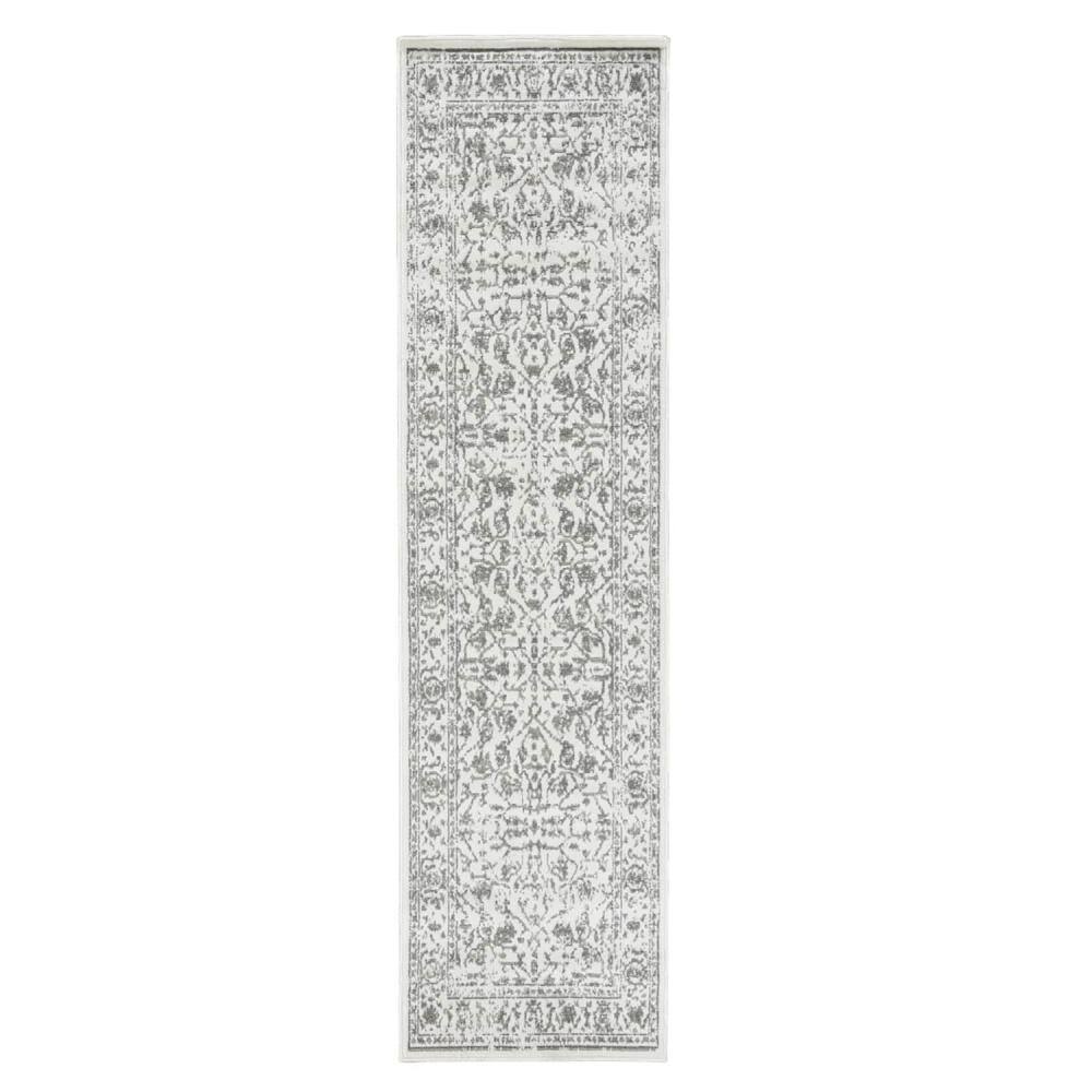 Amer Rugs Alpine 2 ft. 7 in. x 10 ft. Light Gray Bordered Pattern ...